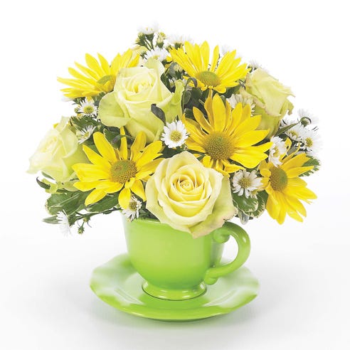Yellow Floral Tea Bouquet at Send Flowers