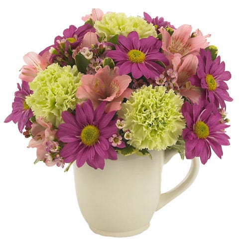 Pink & Lavender Floral Mug Bouquet at Send Flowers