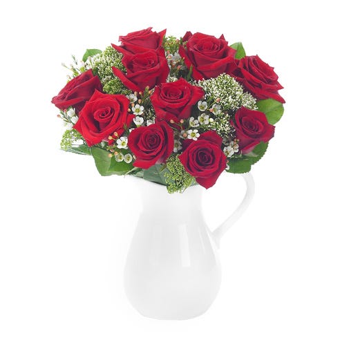 Long Stem Red Roses in a Pitcher at Send Flowers