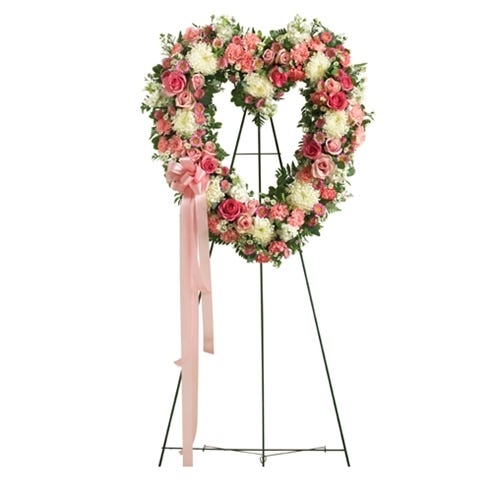 Pink & White Standing Open Heart at Send Flowers