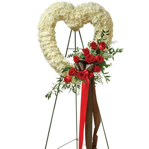 Red & White Standing Open Heart at Send Flowers