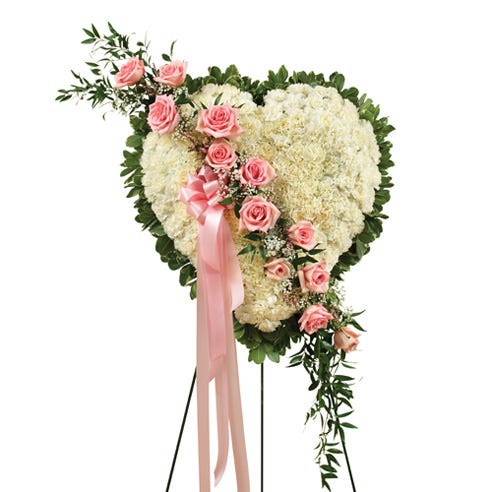 Solid White Standing Heart With Pink Rose Break at Send Flowers