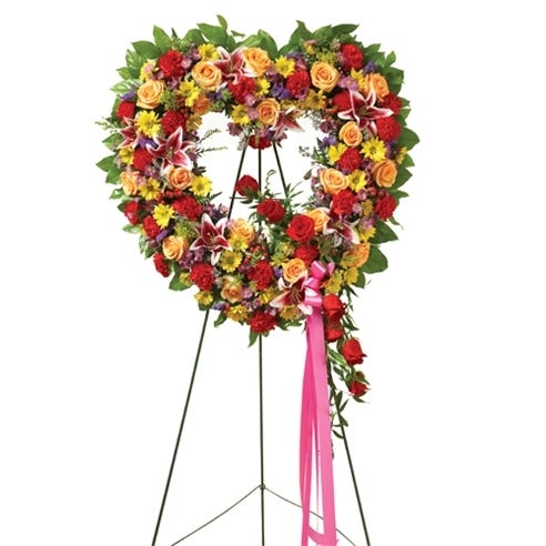 Multicolor Bright Standing Open Heart at Send Flowers