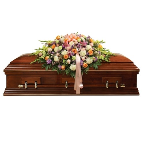 Multicolor Pastel Mixed Flower Full Casket Cover at Send Flowers
