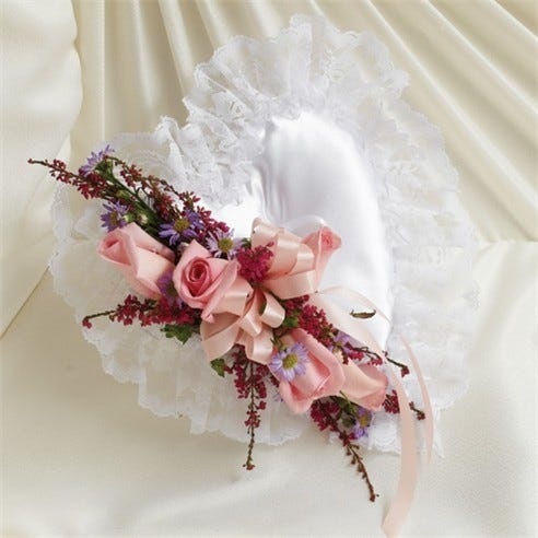 Multicolor Pastel Satin Heart Casket Pillow at Send Flowers