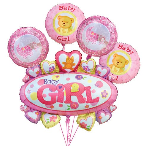 Celebrate a New Baby Girl Balloon Bundle at Send Flowers