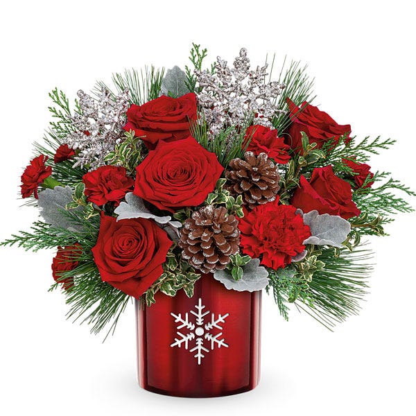 Snowflakes and Red Roses at Send Flowers