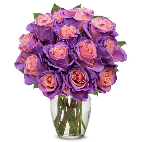 One Dozen Lovely Lavender Roses at Send Flowers