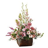 White Blossoms Sympathy Basket at Send Flowers
