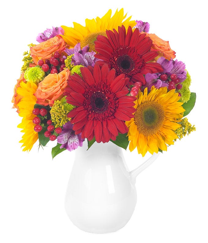 Daisy Celebration Bouquet in a Pitcher at Send Flowers