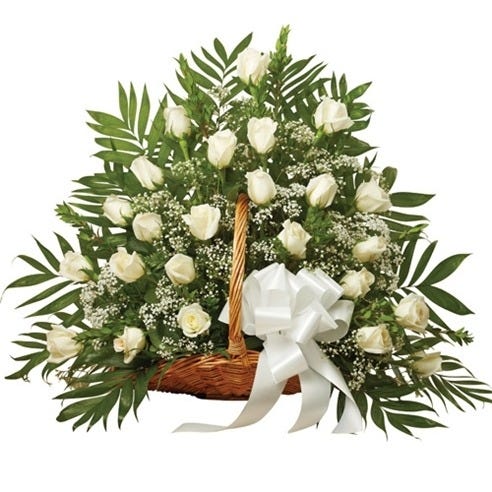 White Rose Fireside Basket at Send Flowers