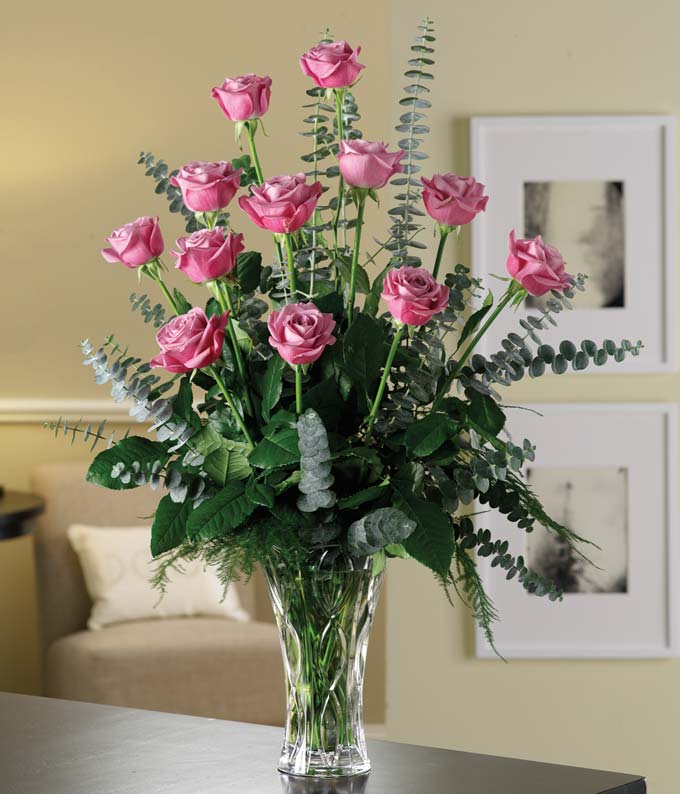 Luxury One Dozen Purple Roses at Send Flowers