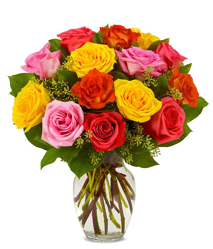 Assorted & Beautiful Bright Roses at Send Flowers