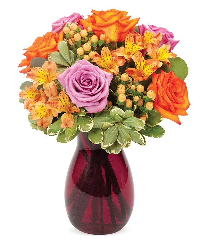 Magenta Fall Roses Bouquet at Send Flowers