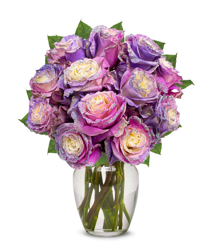 Pink and Purple Glitter Roses at Send Flowers