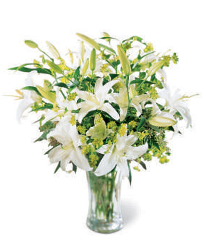 Pearly Splendor White Lily Bouquet at Send Flowers