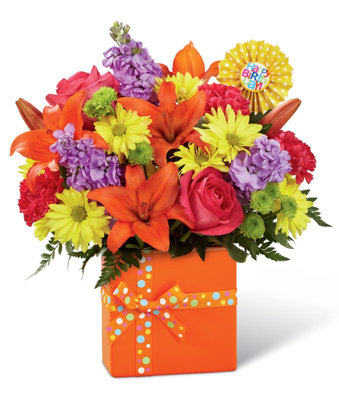 Birthday Present Bouquet at Send Flowers