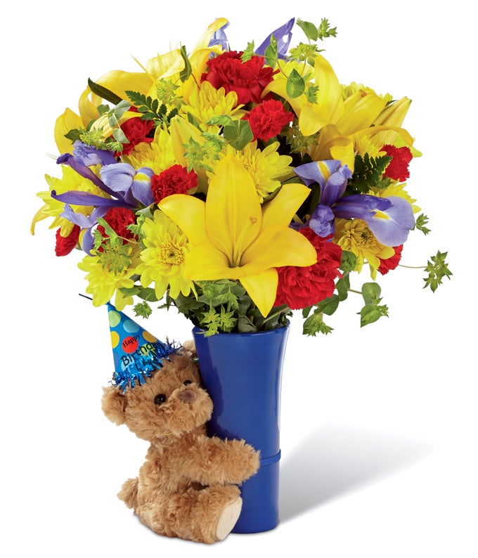 Lily Flower And Bear Bouquet at Send Flowers
