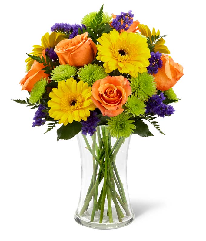 Congratulations Blue and Orange Bouquet at Send Flowers