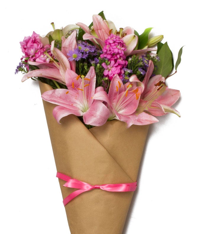 Wrapped Pink Paradise Bouquet at Send Flowers