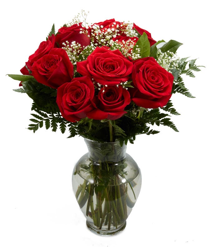 10 Red Roses Bouquet at Send Flowers
