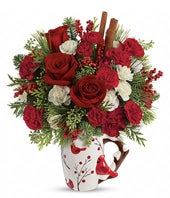Cardinal Delight Christmas Flowers Bouquet at Send Flowers
