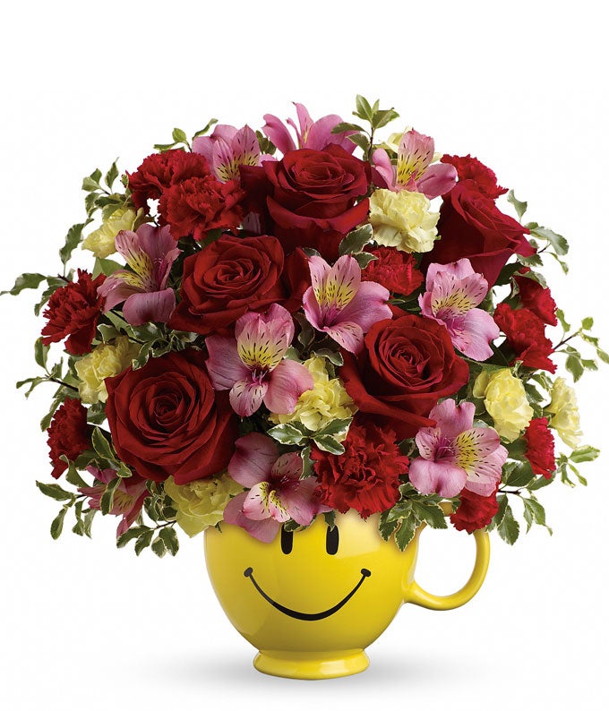 Growing Happiness Smiley Face Cup Bouquet at Send Flowers